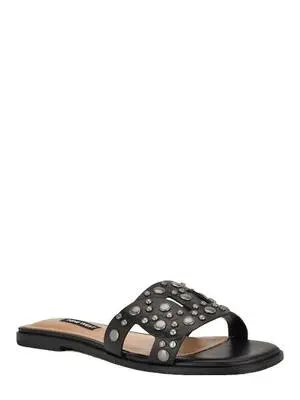 Nine West Gomaz Studded Slide Sandals Black