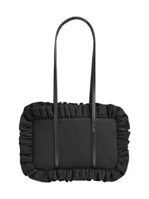 BAGGY LONDON Ruffle Twill Bowler Bag - Black