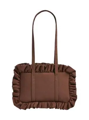 BAGGY LONDON Ruffle Twill Bowler Bag - Brown