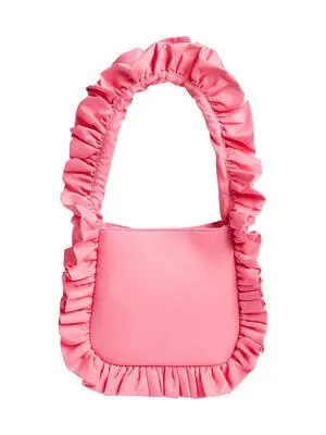 BAGGY LONDON Ruffle Twill Tote - Deep Pink