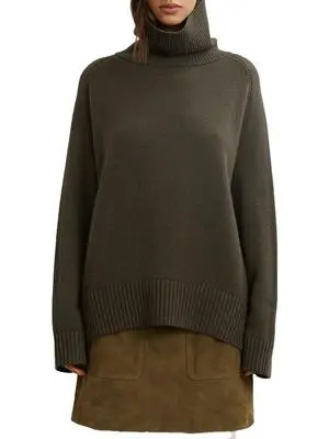 REISS Wool And Cashmere Turtleneck Sweater - Khaki Green