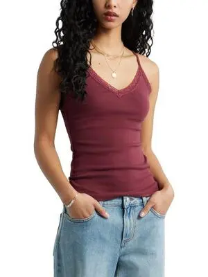 Bp. Lace-trimmed V-neck Camisole - Burgundy Tannin