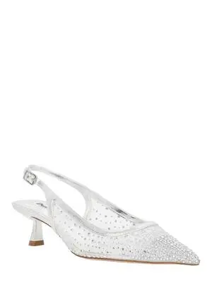 Dune London Ciana Slingback Kitten Heel Pumps - Silver