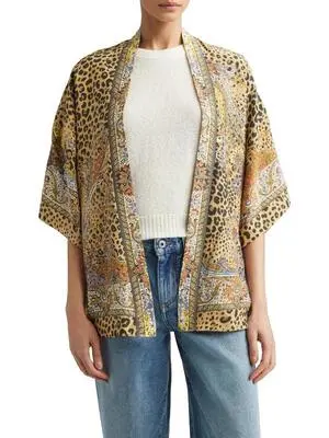 Etro Leopard Paisley Print Silk Jacket - Printed Brown Base