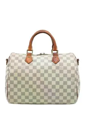 LOUIS VUITTON Damier Azur Speedy Bandouliere 30 Satchel - White