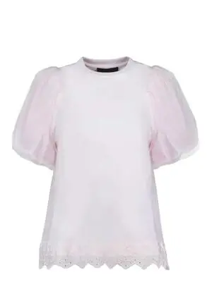 Simone Rocha Puff-sleeve Lace T-shirt - Pink