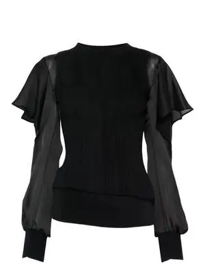 Sacai Ruffled Knit Top - Black