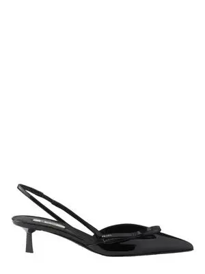 Prada Bow Slingback Leather Pumps - Black