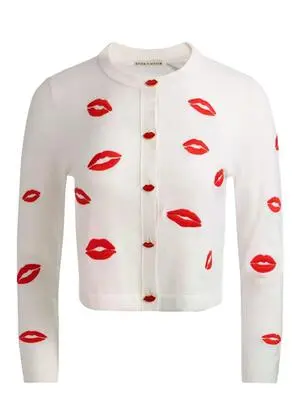 Alice + Olivia Lips-print Cardigan - Neutrals