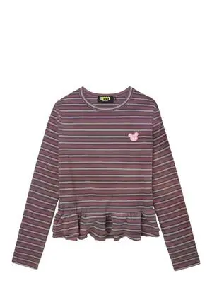 MINI CREAM Striped Ruffled T-shirt - Purple