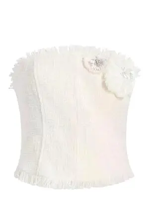 Cinq À Sept Flower Detail Strapless Top - White