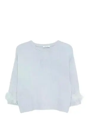 PHILO-SOFIE Detachable-feathers Cashmere Sweater - Blue