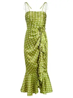 Cinq À Sept Polka Dot Ruffled Dress - Green