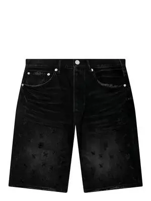 PURPLE BRAND Beaded Monogram Denim Shorts - Black