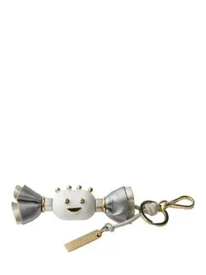 Prada Snap Hook Bow Charm Keyring - White