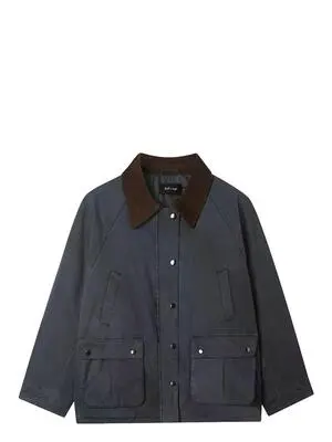TOUT A COUP Corduroy Collar Pocket Jacket - Grey