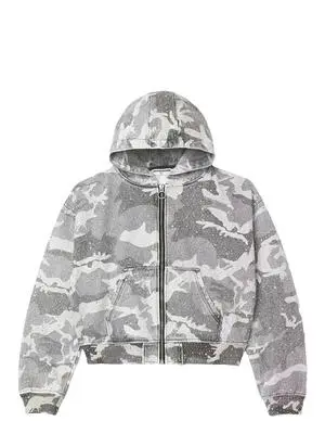 VALE FOREVER Crystal-embellished Camouflage Zip Jacket - Grey