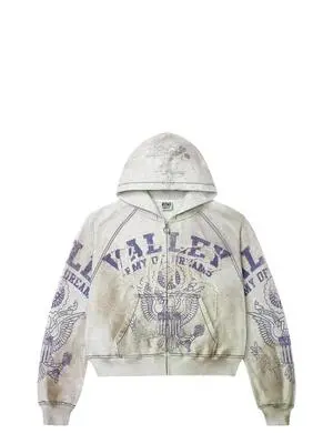 VALE FOREVER Graphic Print Zip-up Hoodie - Grey