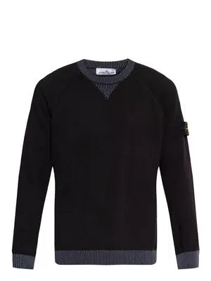 Stone Island Logo-patch Crew-neck Sweater - Black