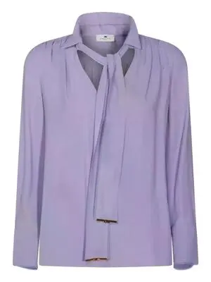 Elisabetta Franchi Tie-detail Long-sleeve Blouse - Purple