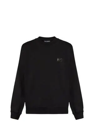 Dolce & Gabbana Logo-plaque Crew-neck Sweatshirt - Black