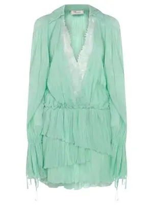 Blumarine Long-sleeve Ruffled Dress - Green