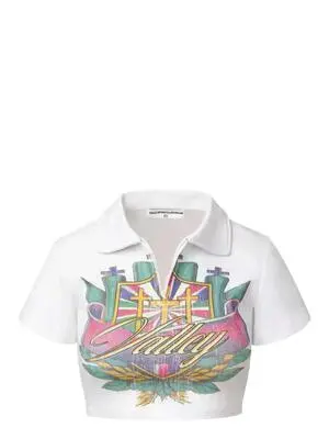 VALE FOREVER Cropped Polo Shirt - White