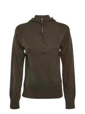 Burberry Half Zip-up Hooded Wool Sweater - Brown