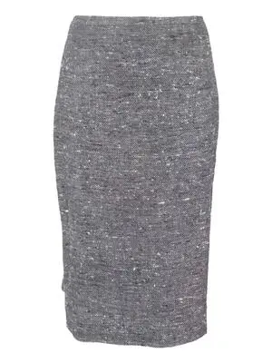 Max Mara Tweed Pencil Midi Skirt - Grey