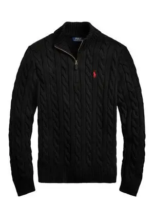 Polo Ralph Lauren Logo-embroidered Half-zip Sweater - Black