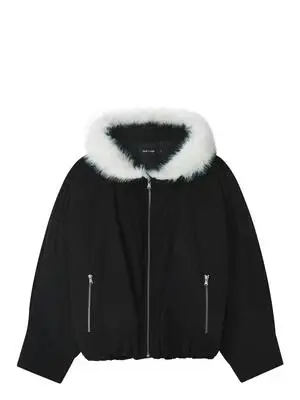 TOUT A COUP Faux-fur Trimmed Hooded Jacket - Black