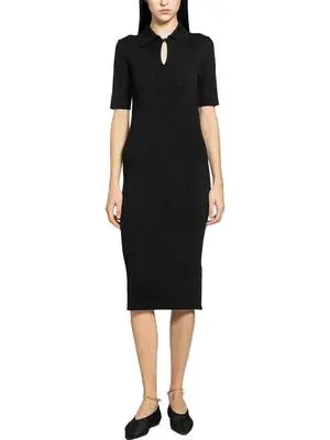 JIL SANDER Wool Midi Polo Dress - Black