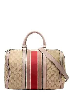 Gucci Gg Canvas Web Joy Boston Satchel - Brown