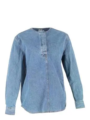 TOTEME Collarless Denim Blouse - Blue