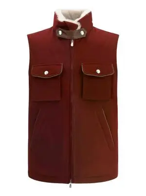 Brunello Cucinelli Shearling-trim Padded Gilet - Red