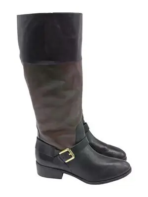 Ralph Lauren Leather Knee High Boots - Black