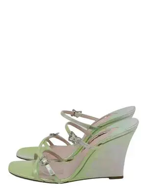 SOPHIA WEBSTER Croc-embossed Wedge Sandals - Green