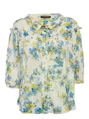 Roberto Cavalli Floral Ruffle Blouse - Neutrals