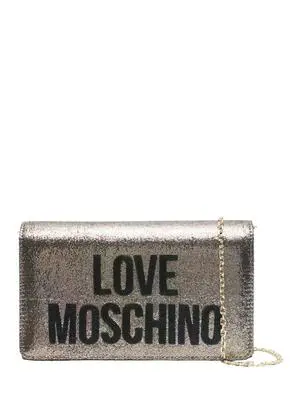 Moschino Chain-strap Logo-patch Crossbody Bag - Gold
