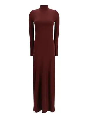 ALAÃA Draped Long Sleeve Dress - Burgundy