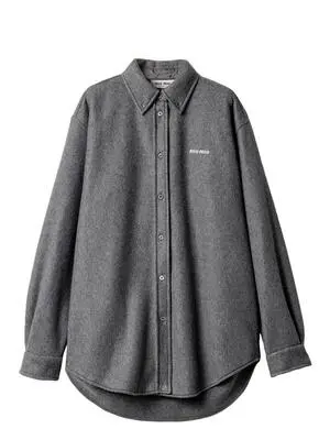 Miu Miu Relaxed-fit Fleece Shirt - Grey
