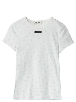 Miu Miu Floral Print T-shirt - White