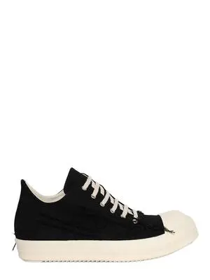 Rick Owens Slashed Denim Low-top Sneakers - Black