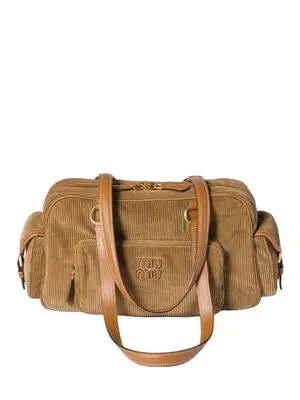 Miu Miu Corduroy Pocket Shoulder Bag - Brown