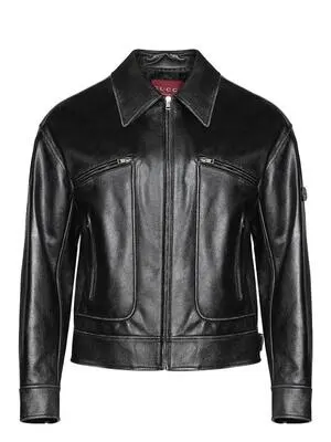 Gucci Treated Bull Leather Jacket - Black