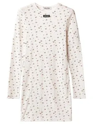 Miu Miu Costina Print Mini Dress - White