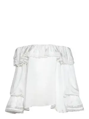 THE IRISH TWIN Off-the-shoulder Silk Blouse - Off White