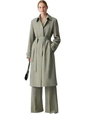 Theory Wool Gabardine Car Coat - Vetiver Melange