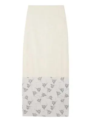 DESTREE Mila Woven And Denim-jacquard Midi Skirt - Neutrals