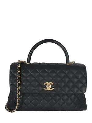 CHANEL Quilted Caviar Top Handle Bag
